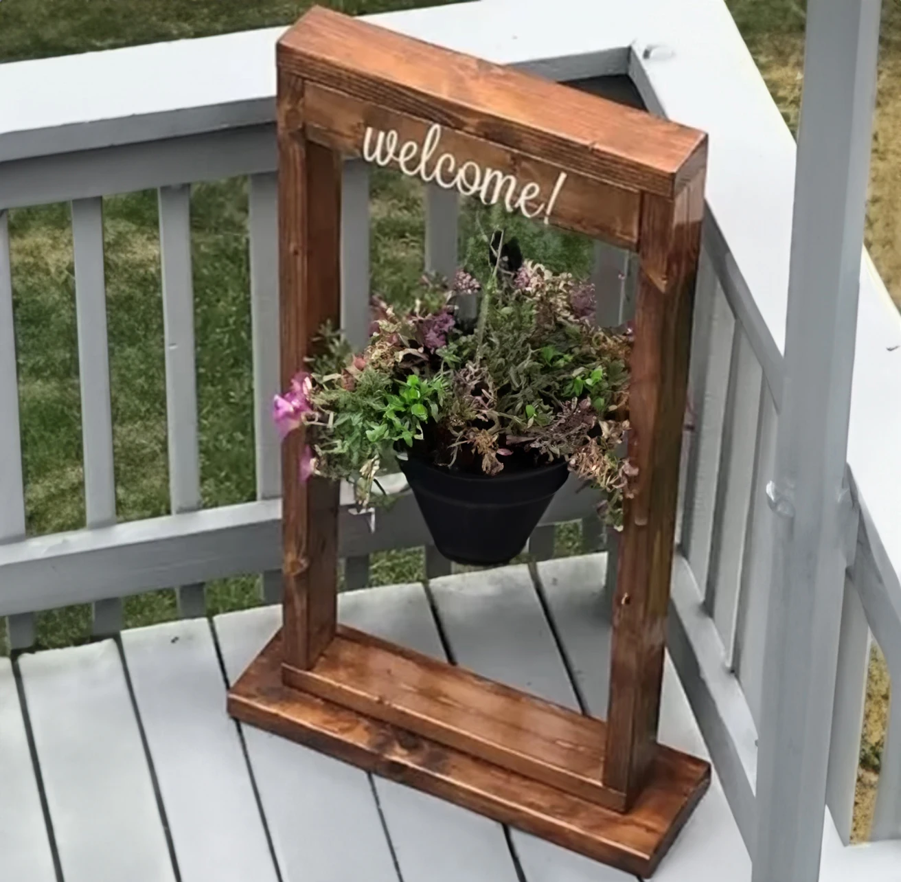 Simple Garden Decoration Flower Basket Hanging Wooden Shelf Indoor ...