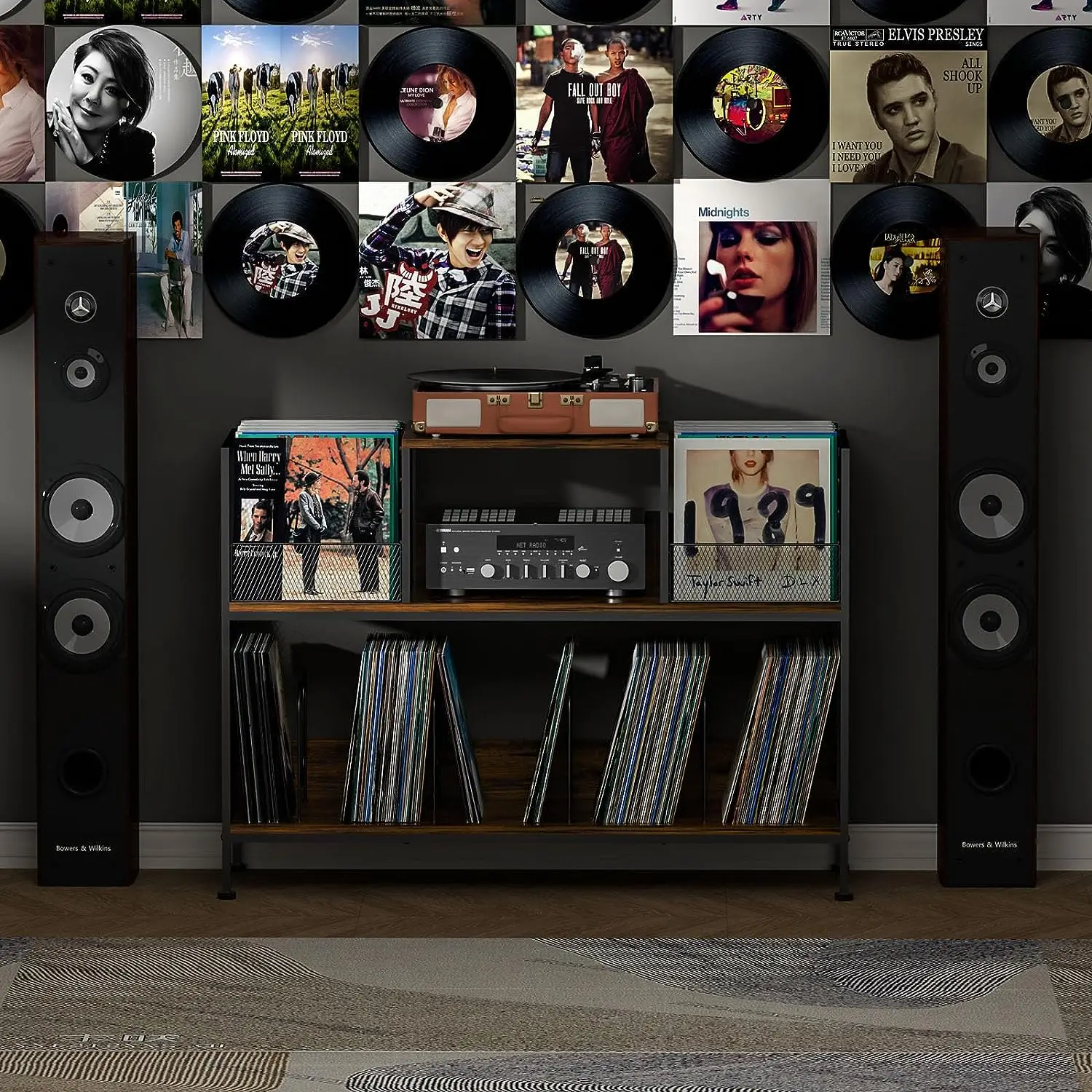 Album Display Case Now Playing Turntable Vinyl Record Player Table ...