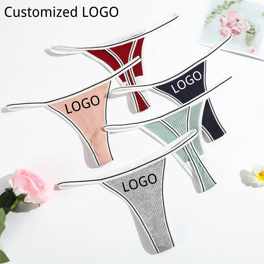 Custom Logo Cotton Thong Bikini Plus Size Women's Underwear Panties ...