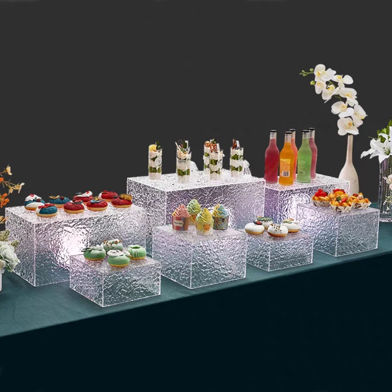 7pcs/set Clear Acrylic Wedding Decoration Buffet Display Food Risers ...