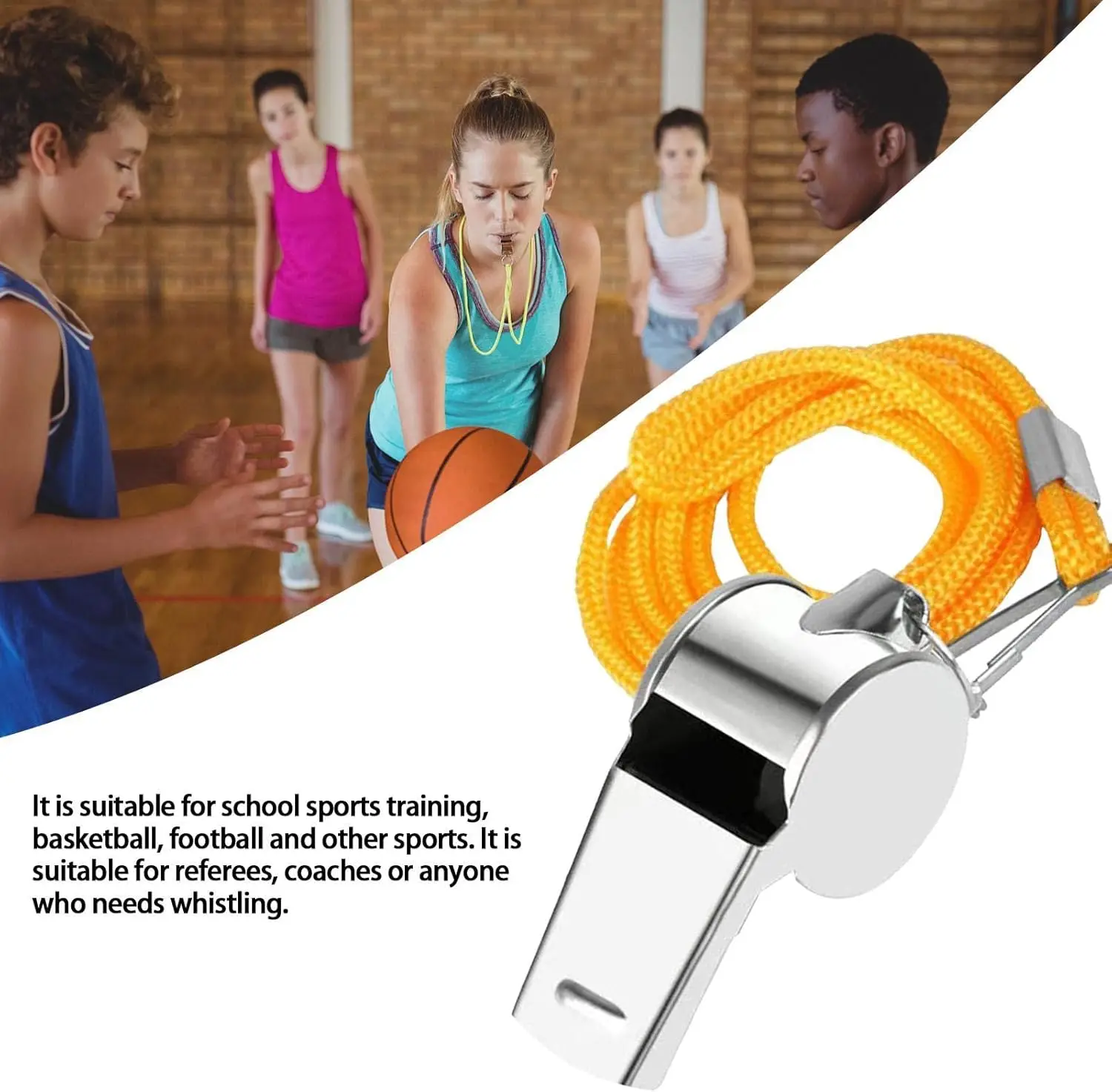 Custom Referee Match Metal Whistle with Logo - Stainless Steel