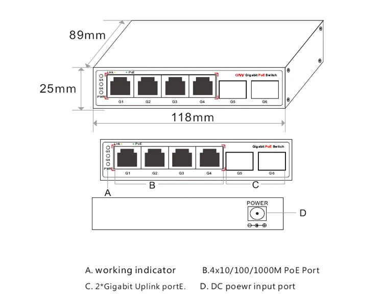 Mini 5 Port Poe Switch 90w White Plastic Case Ethernet Network Switch 4 ...