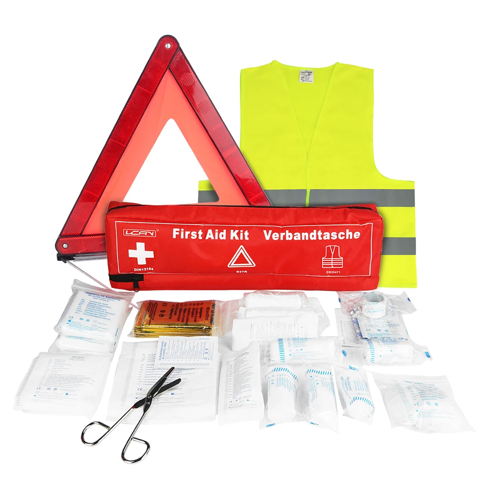 3 In 1 Din First Aid Kit Carry Case With Reflective Vest First Aid Kit ...