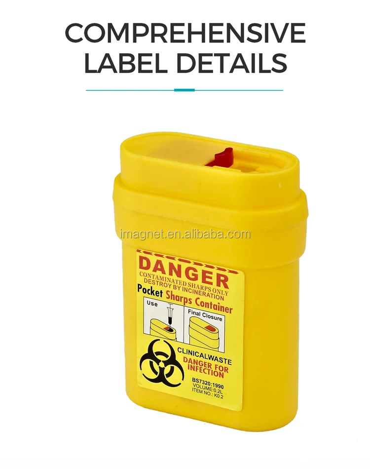 Travel Plastic Disposable Safe Mini Small Pocket 02l Sharps Container ...