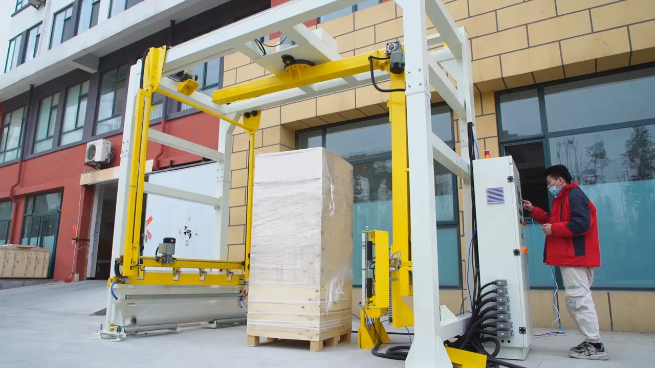 Intelligent Fully Automatic Rotating Arm Pallet Stretch Film Wrap ...