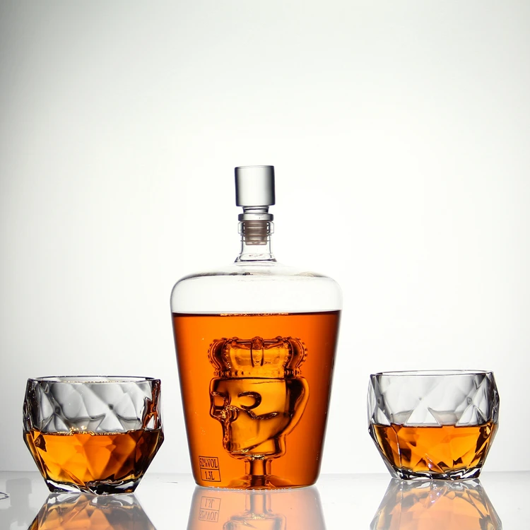 Empty Handmade Glass Skeleton Bottles Liquor Bottle Glass With Glass ...