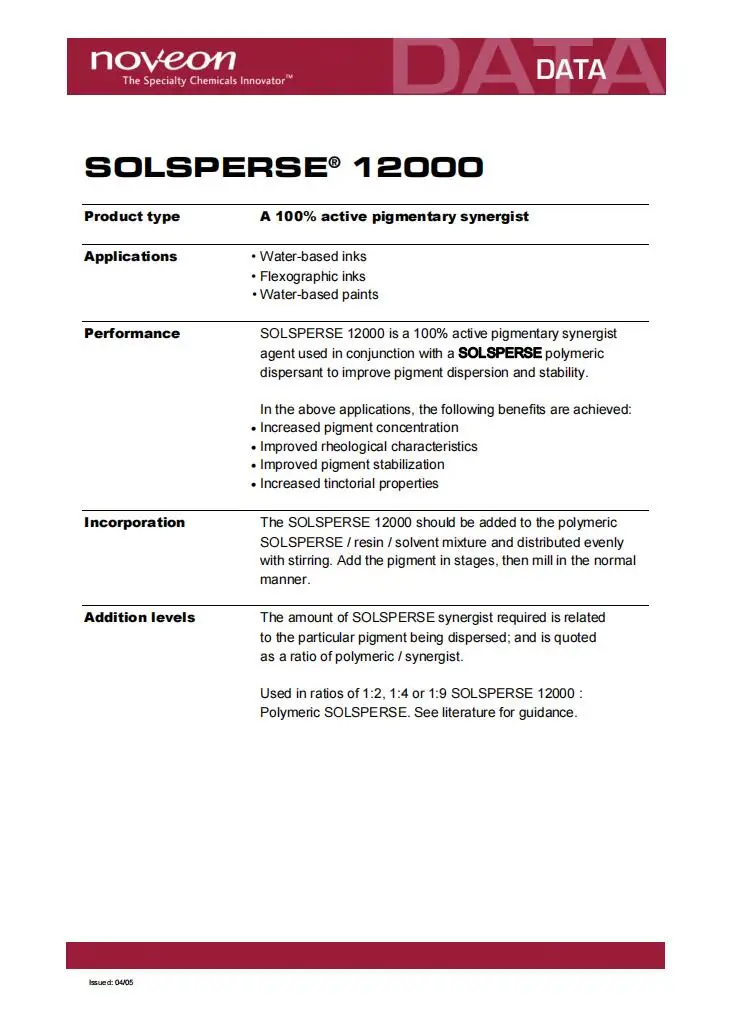 Dispersant 12000s Dispersing Agent Hyperdispersant Pigment Dispersing ...