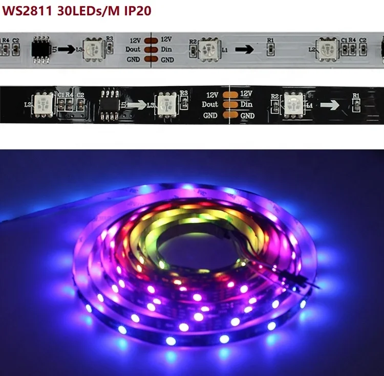 Dc12v Ws2811 Ic 5050 Smd可寻址rgb Led像素条30led/m 60led/m梦想全彩led像素灯 - Buy W2811可寻址rgb Led灯条,像素led灯rgb ...