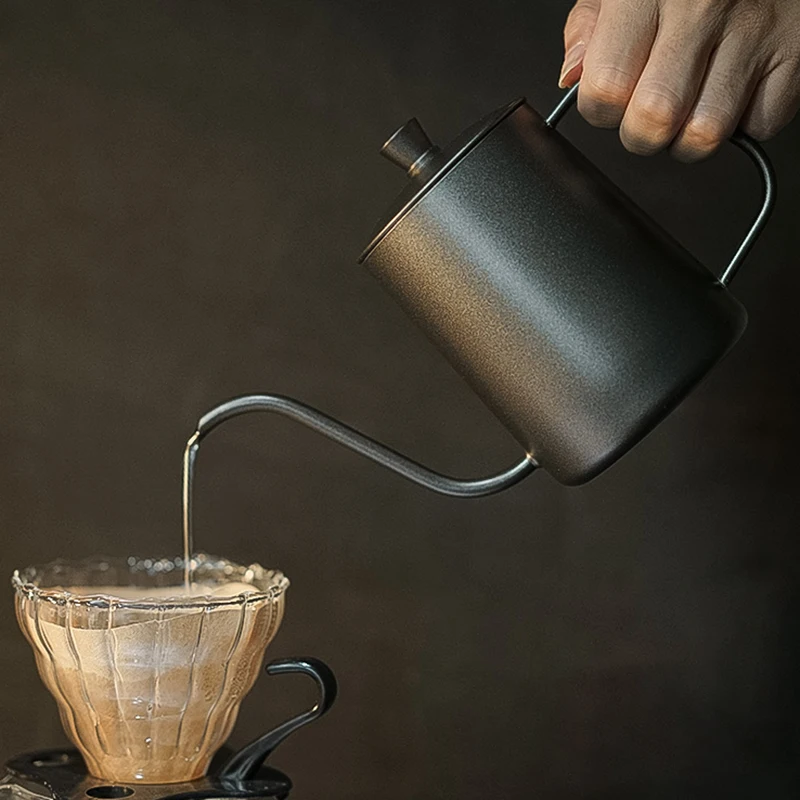 350ml Black Coating Stainless Turkish Drip Tea Hand Pour Over Gooseneck ...