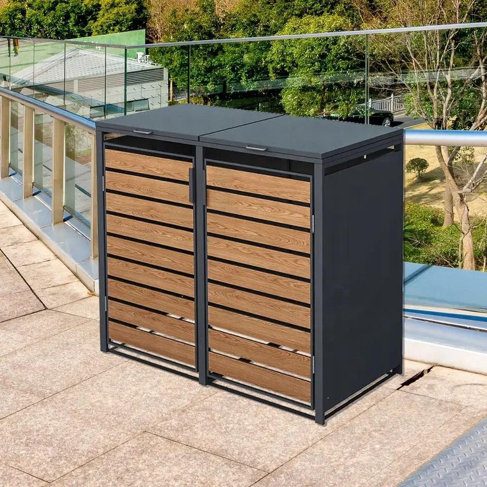 Outdoor Wooden Garbage Can Storage Bin Provide Attractive Garbage Can ...