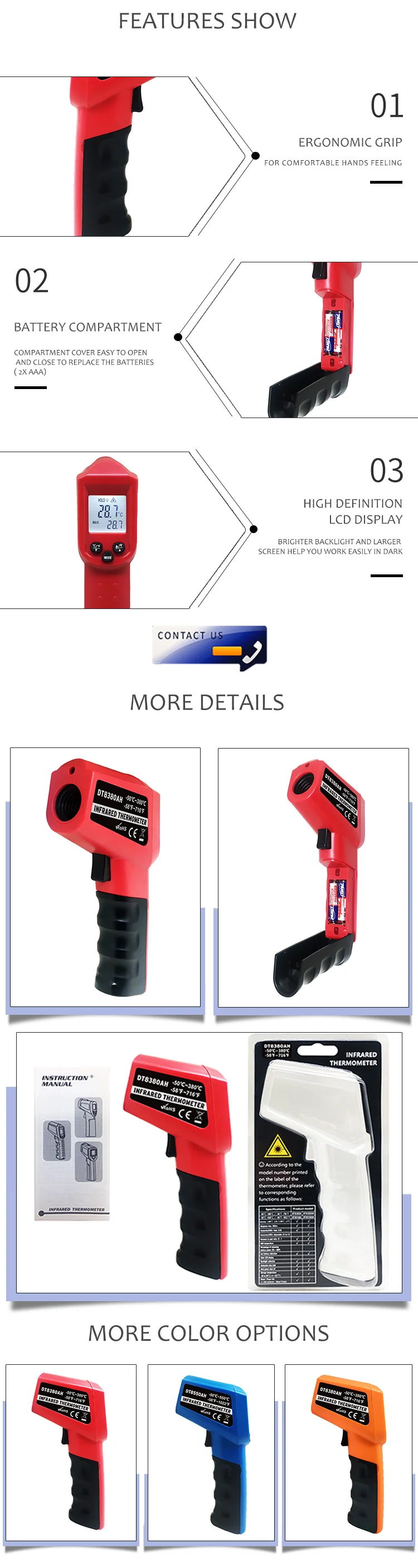 Termometros Digital Non Contact Portable Temperature Infrared Thermal ...
