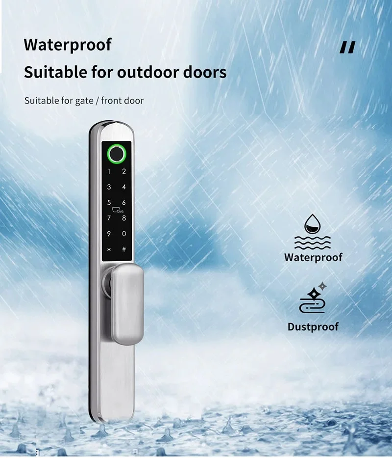 IP65 Dual Sides Fingerprint Slim Smart Aluminum Door Lock Ttlock ...