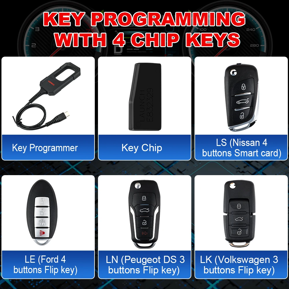 LAUNCH Original X431 Key Programmer Remote Maker With 4 Universal ...