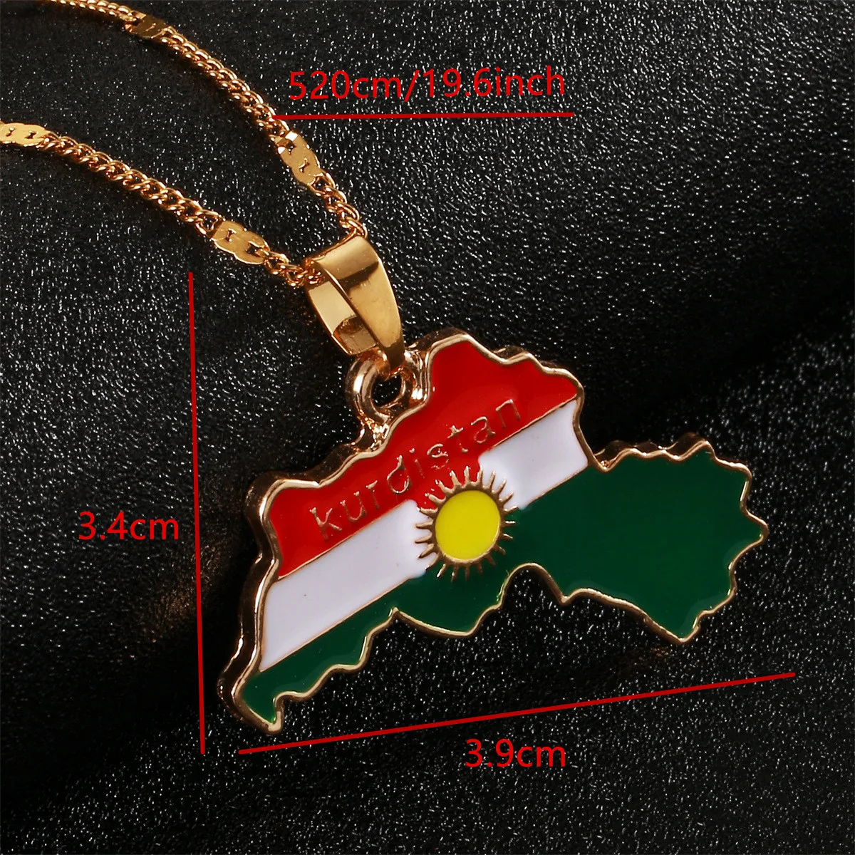 Gold Color Kurdistan Map Pendant Necklaces Chain Kurdish Koerdistan Map ...