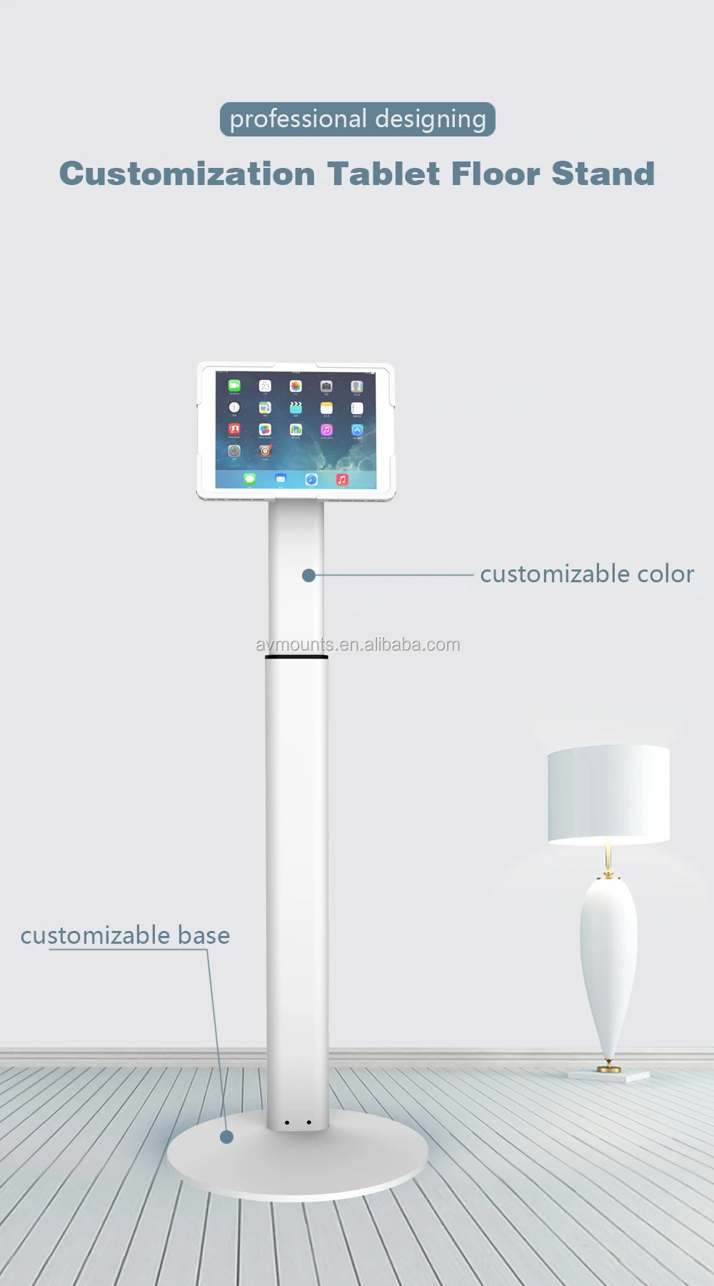 Universal Steel Tablet Stand Floor For 7-14 Inch Tablet Floor Stand ...