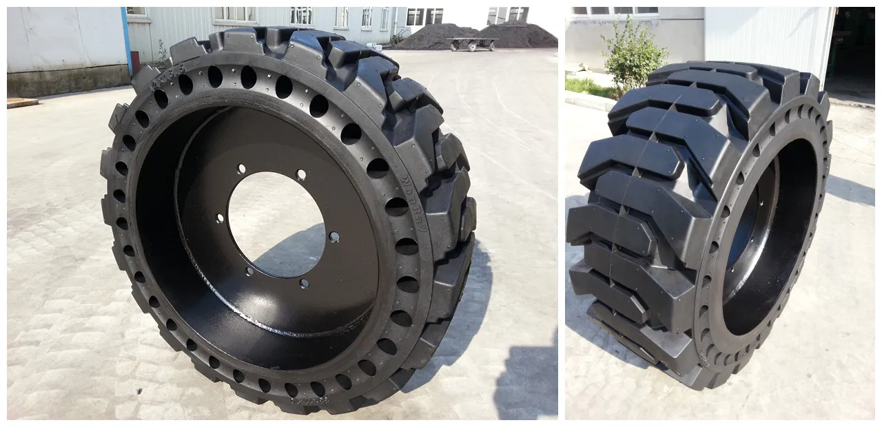 Pressed On Rims Skid Steer Solid Loader Tires 12-16.5 12x16.5 For Case ...