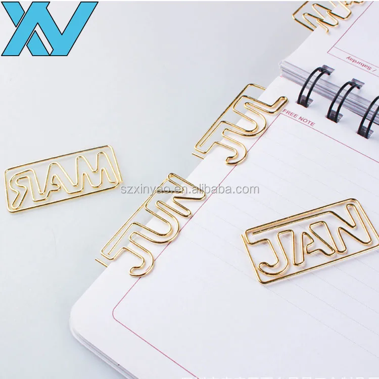 Month Week Shape Paper Clip Custom Gold Paper Clip - Buy Custom Shape ...