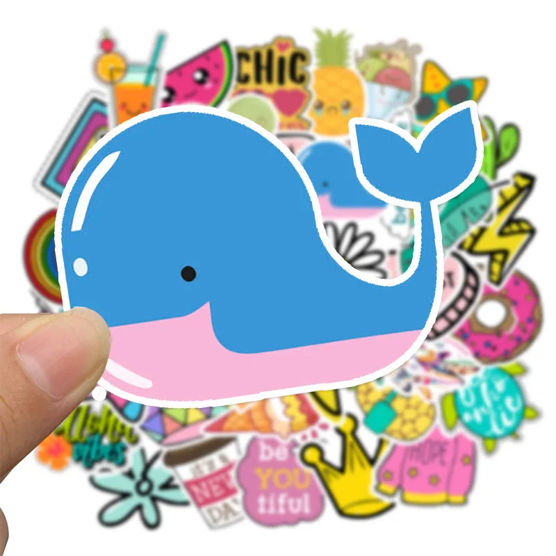 50Pcs VSCO Colorful Cute Cartoon Vinyl Decorative Sticker for Luggage ...