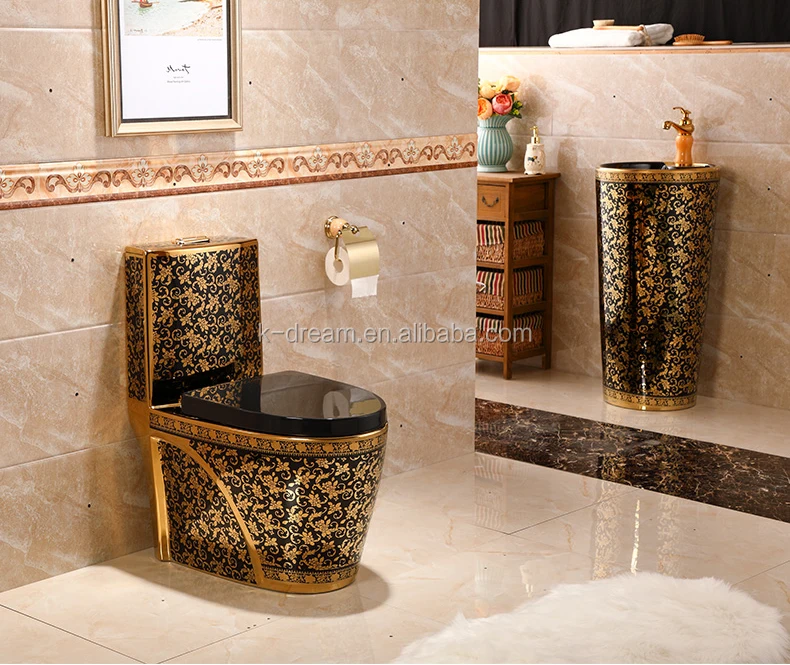 Goldene Wc Set S-trap & P-falle Gold Überzogene Design Wc Becken Set ...