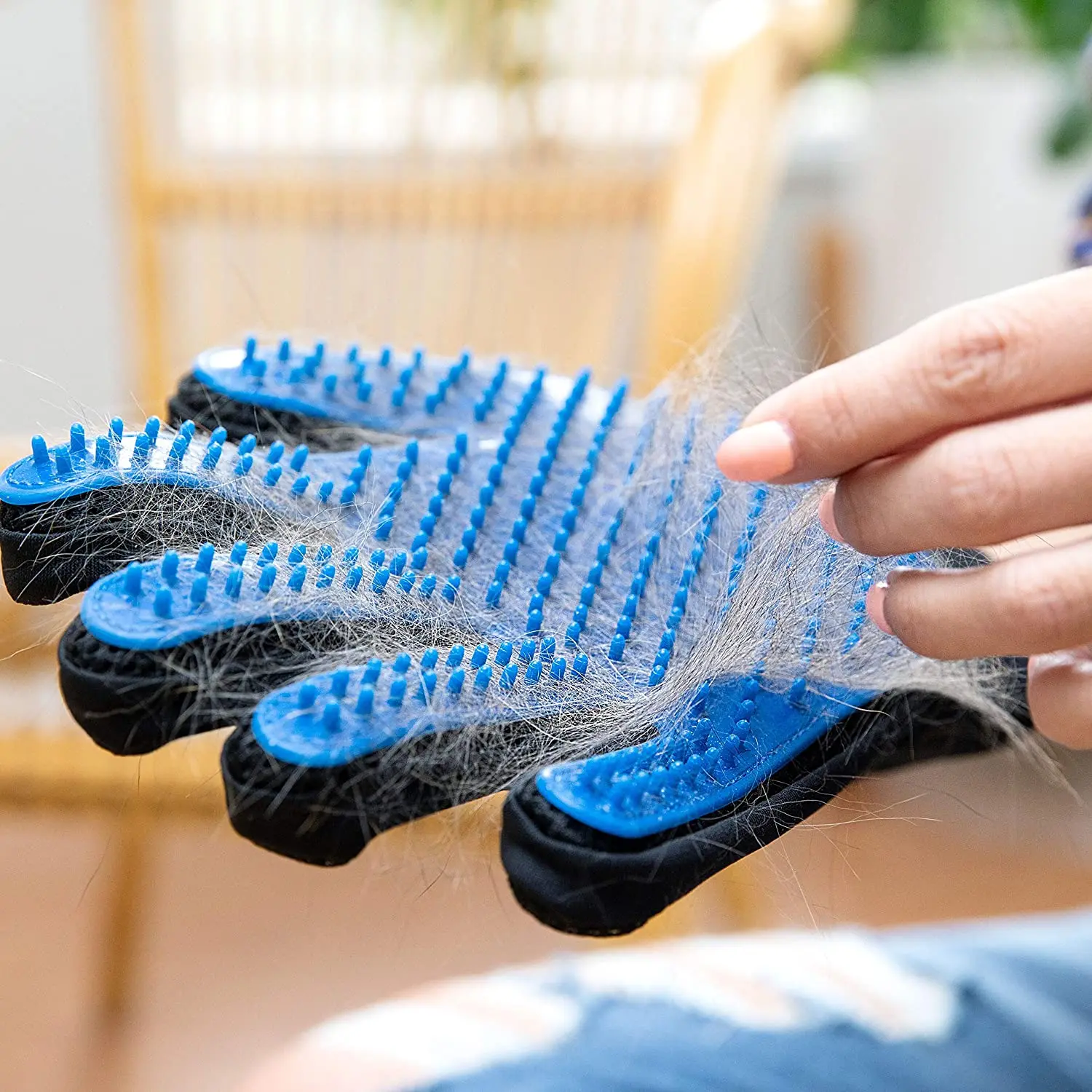 Brush Mitt Efficient Grooming Gentle Deshedding Pet Hair Remover Mitten ...