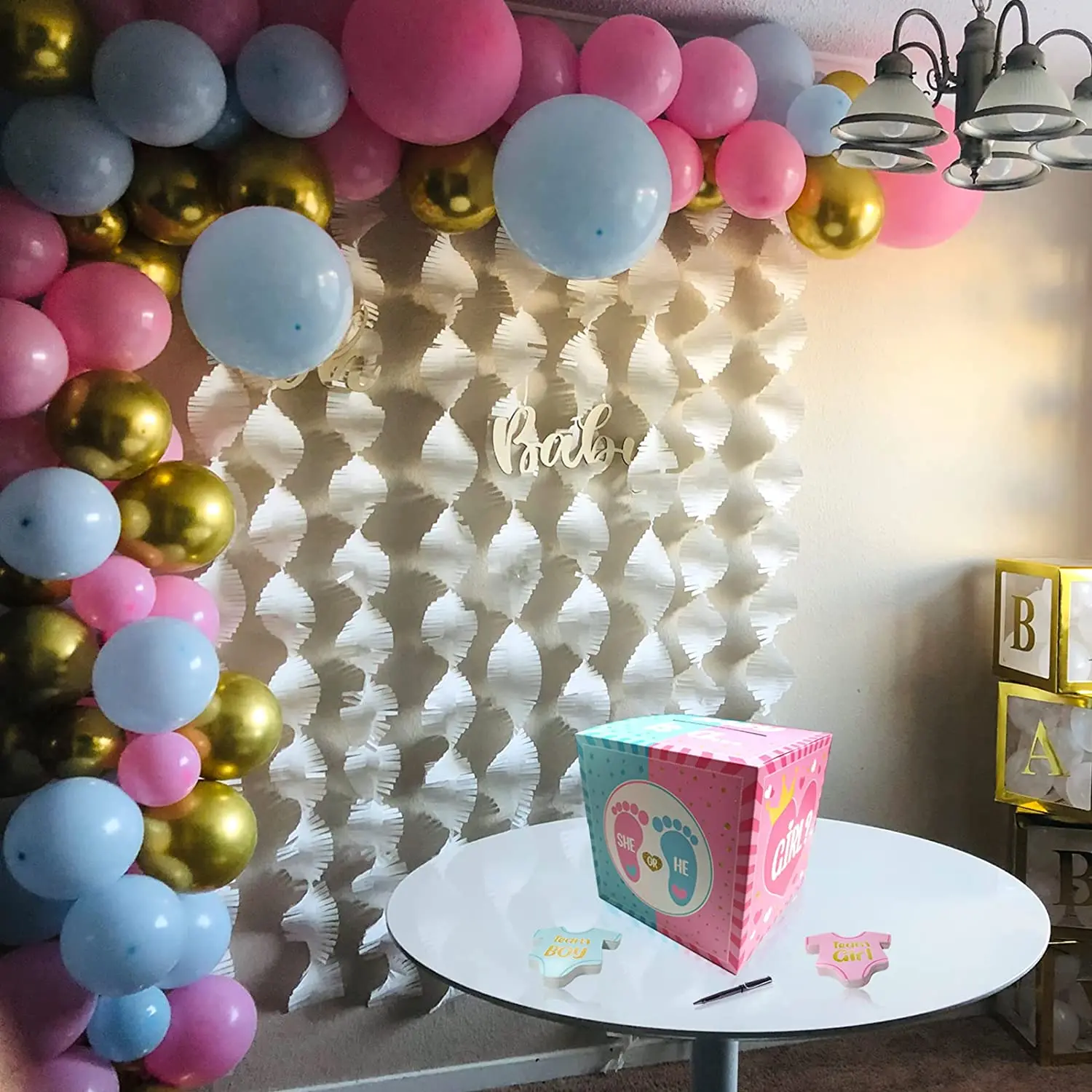 Gender Reveal Voting Box with 60 Ballot Cards - Perfect Party Supplies ...