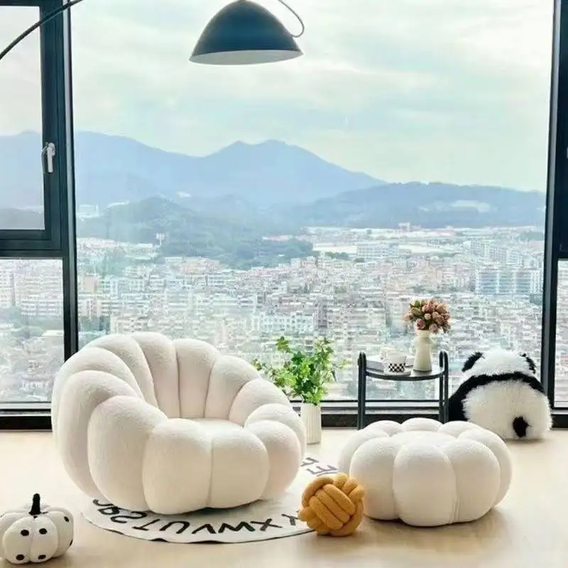 K Single Modern Design Revolving Sofa Chair Pumpkin-Style Velvet Sofa ...