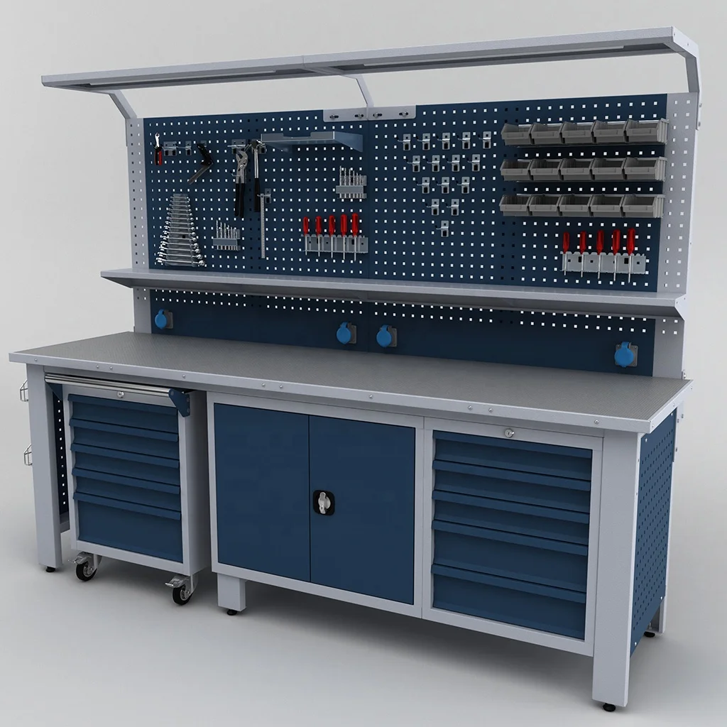 BODUR Professional Metal Workbench - Heavy Duty & Storage