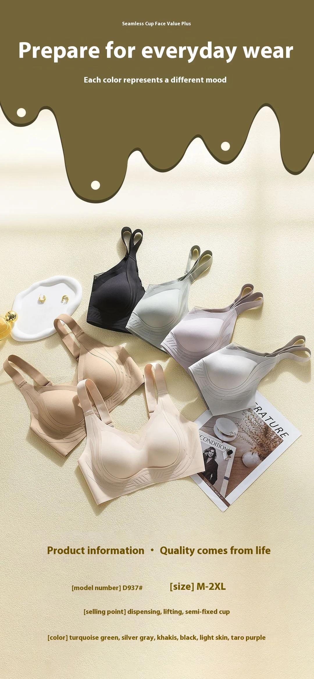 Sample Women's Thin Invisible Wire-Free Bras - Machine Washable