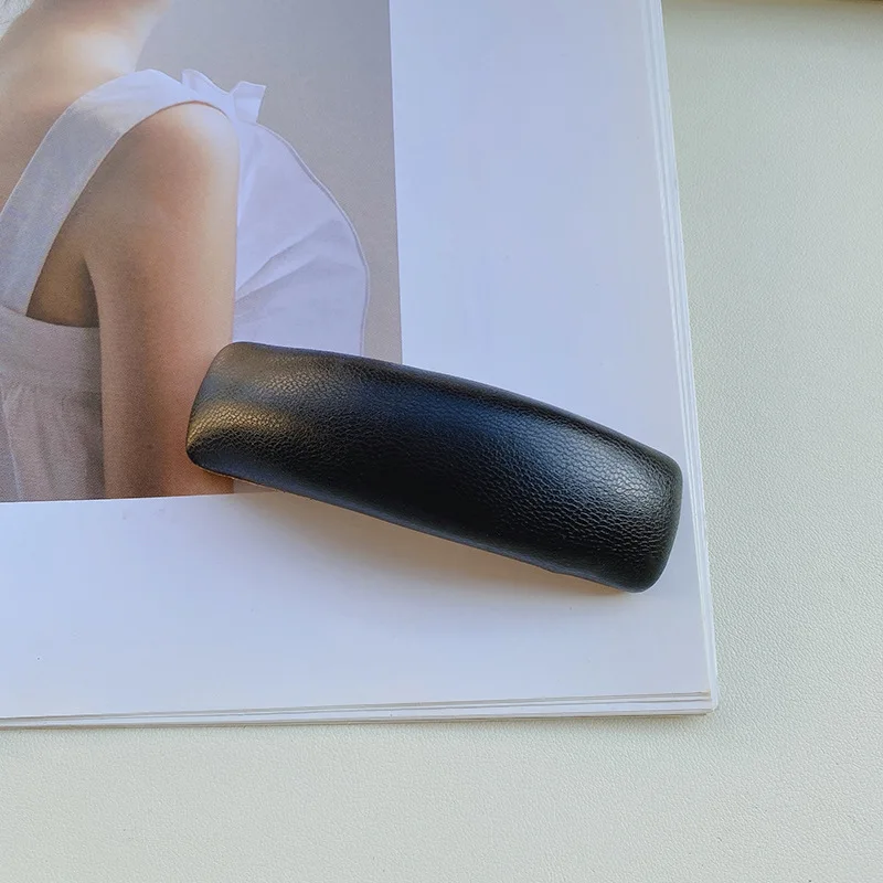 Domho Simple Retro Design Korean Leather Bread Hair Clip Square Sponge ...