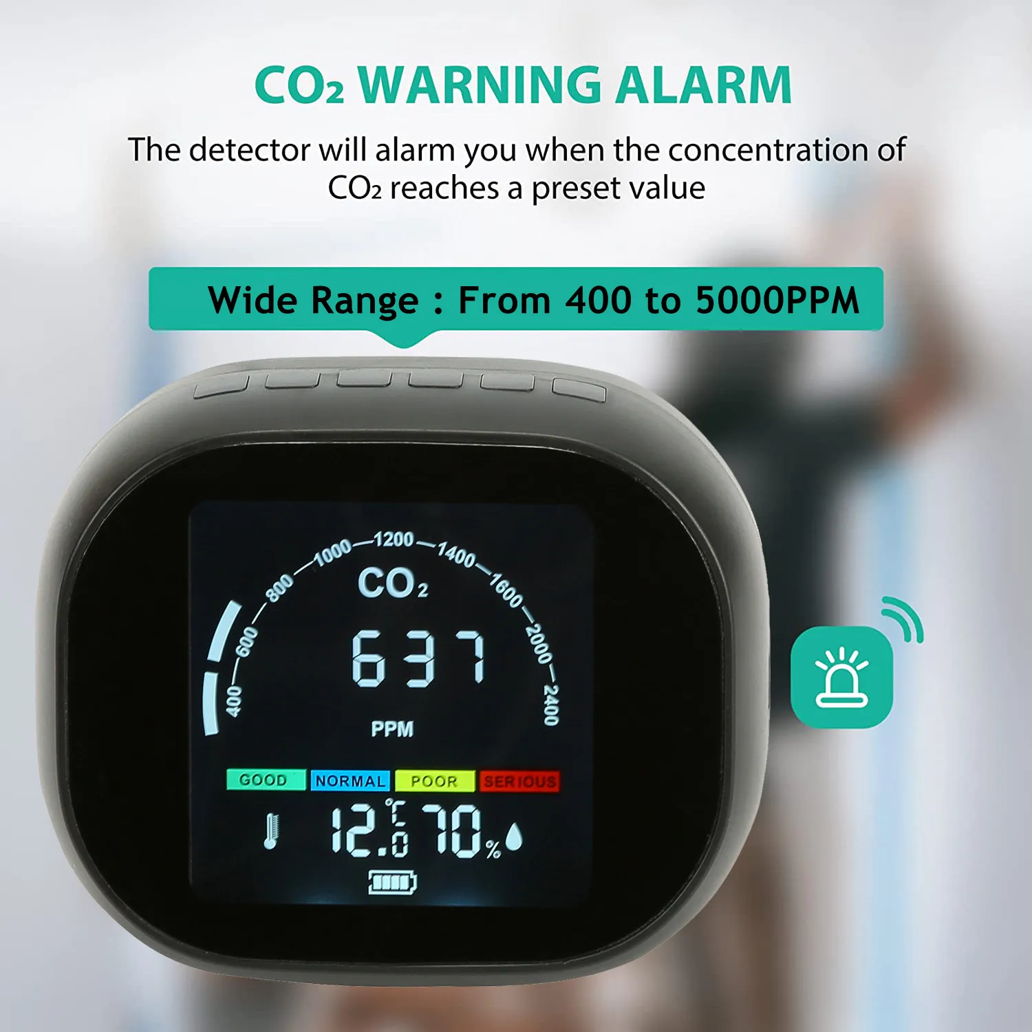 Large Screen Led Liquid Crystal Electronic Co2 Carbon Dioxide Detector ...