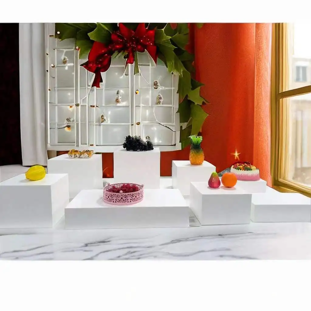 Factory Custom White Acrylic Display Cube Catering Buffet Risers For ...
