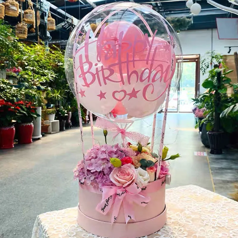 Internet Celebrated Bobo Ball Latex Balloon Flower Basket Bouquet ...