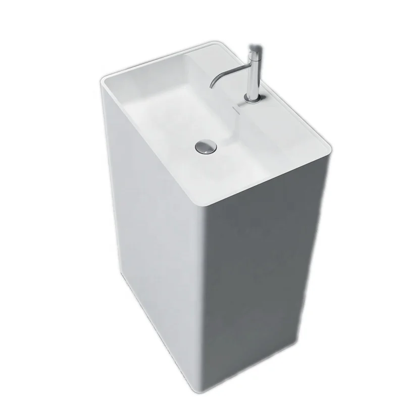 Gemei Factory Design Solid Surface Basin Resin Pedestal Wash Basins ...