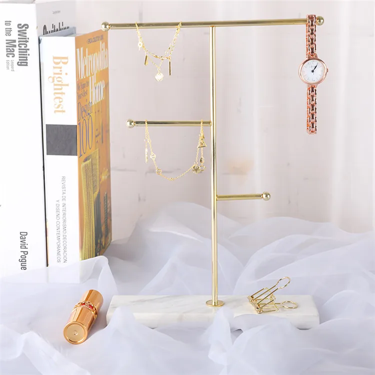 Wire Jewelry Display Stand Rack Style Metal With Nature Marble Base Hot ...