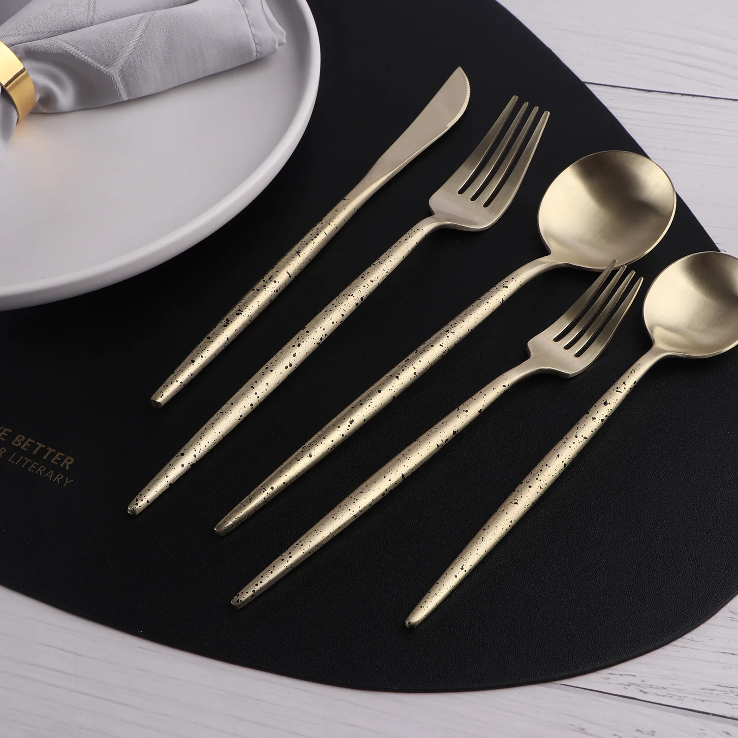 Stainless Steel Cutlery Gold Color Pvd Titanium Fine Dining Cutlery Set ...