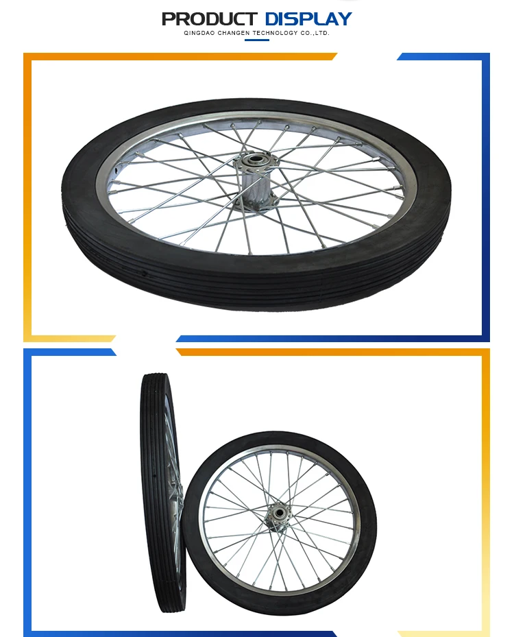 20x1.75 Inch Flat Free Tire On Steel Spoke Rim Wheels For Game Carts ...