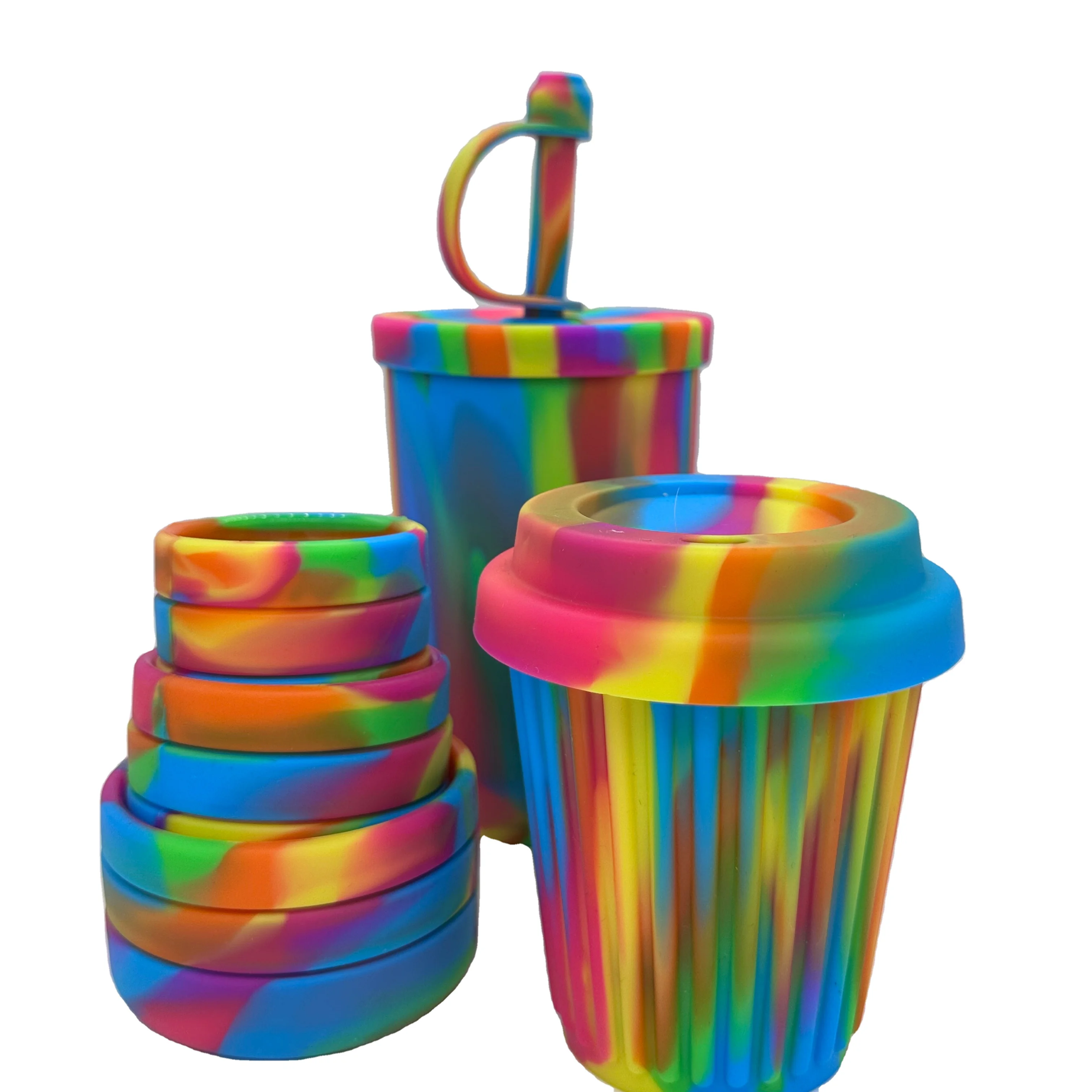 Unbreakable Reusable Unbreakable Cup Tumblers Silicone 16 Oz Straw ...