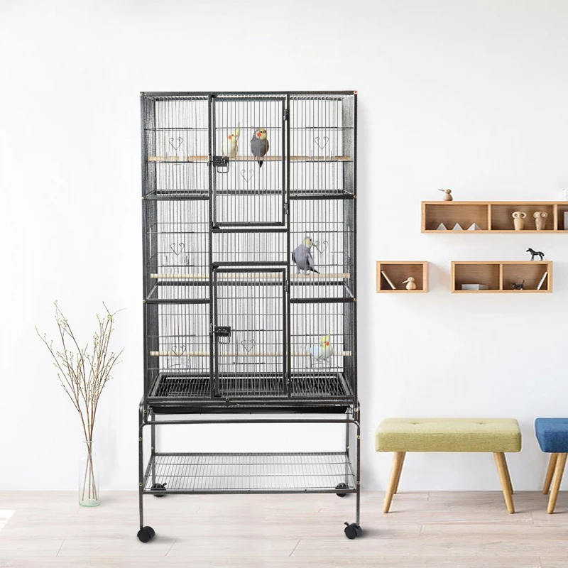 Factory Supply Big Size Powder Coated Metal Wire Pet Bird Carry Cage ...