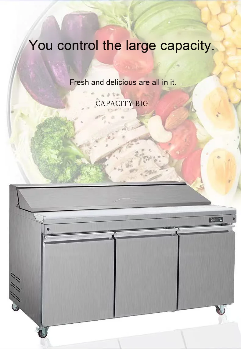 Commercial Kitchen Counter Horizontal Freezer Salad Table Single ...