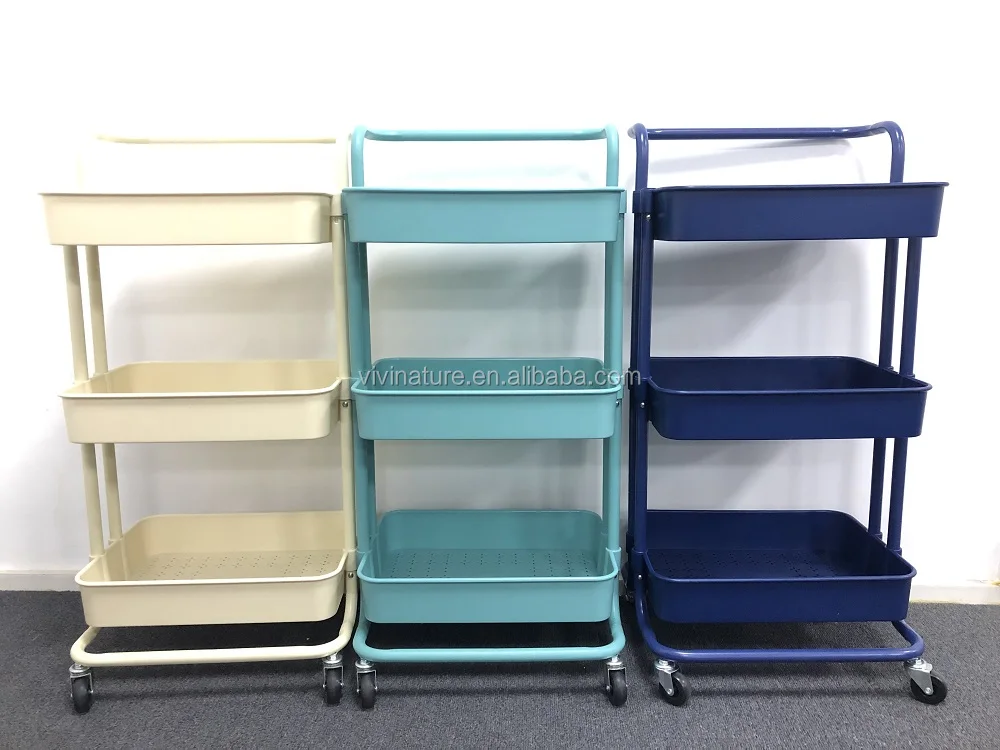 3 Tiers Plastic Storage Trolley Rack - Sustainable & Versatile
