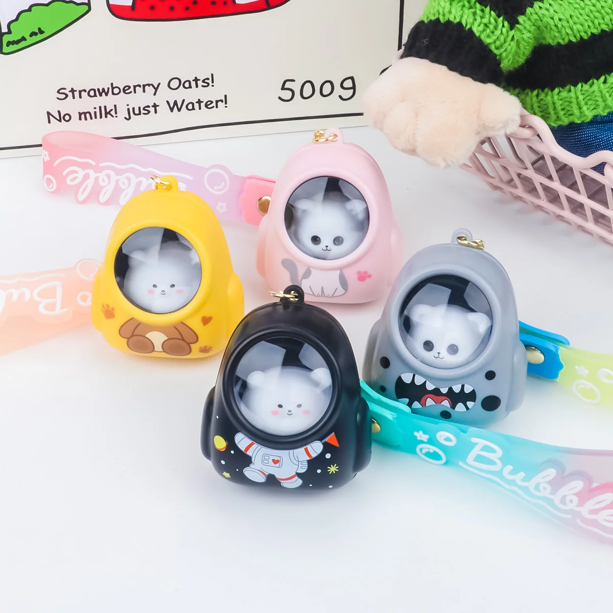 3D Star Light Keyring LED Cat Bag Shape Keychain in Plastic