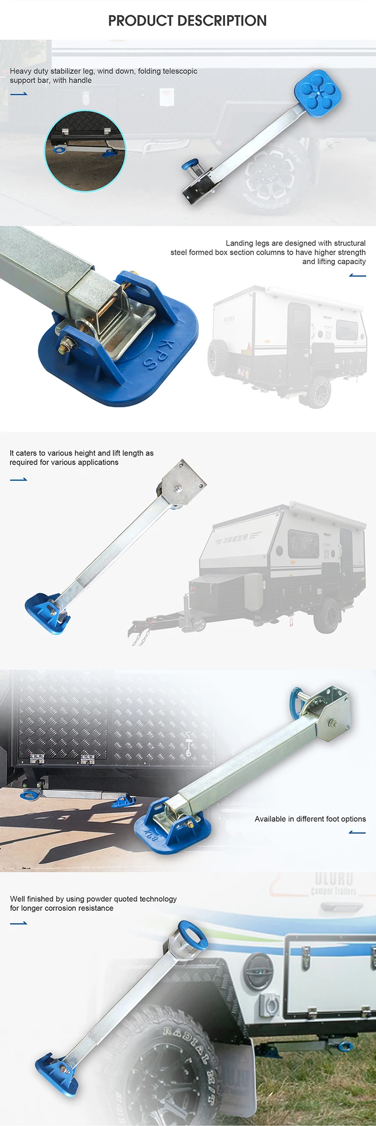 Drop Down Corner Steady Stabilizer Legs 3000lbs For Caravan - Buy ...