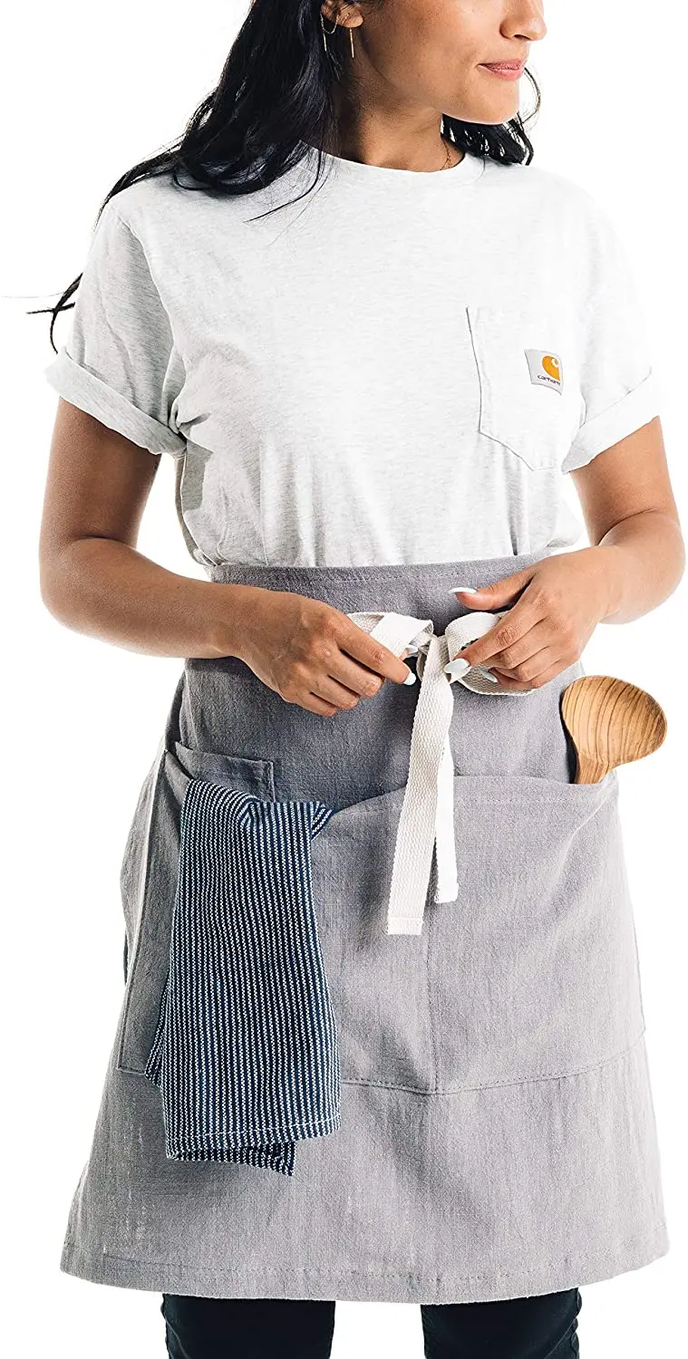 Linen Bistro Cafe Apron Eco Friendly Soft Cotton Professional Half ...