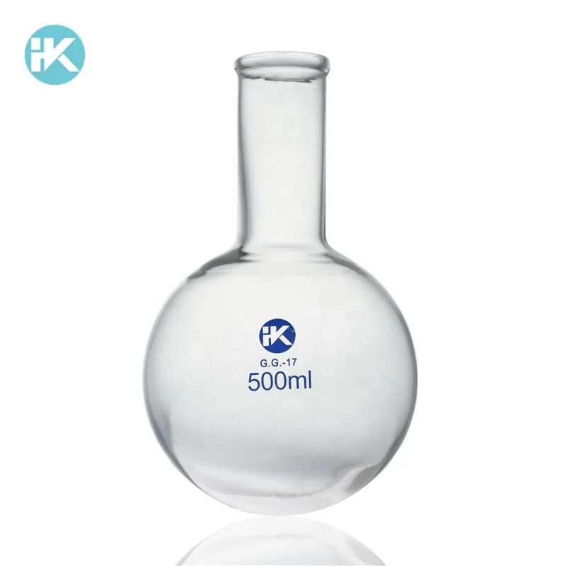Pack of 4 Glass Boiling Flask/Florence Flask with Round Bottom Long ...