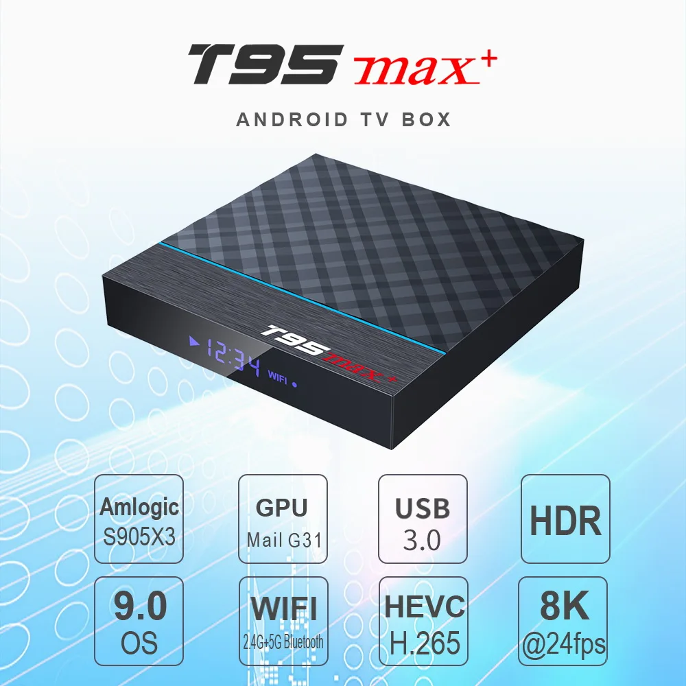 New Coming T95 Max+ Amlogic S905X3 Quad Core Android Streaming Box Amlogic S905X3 Android9.0 4gb ...