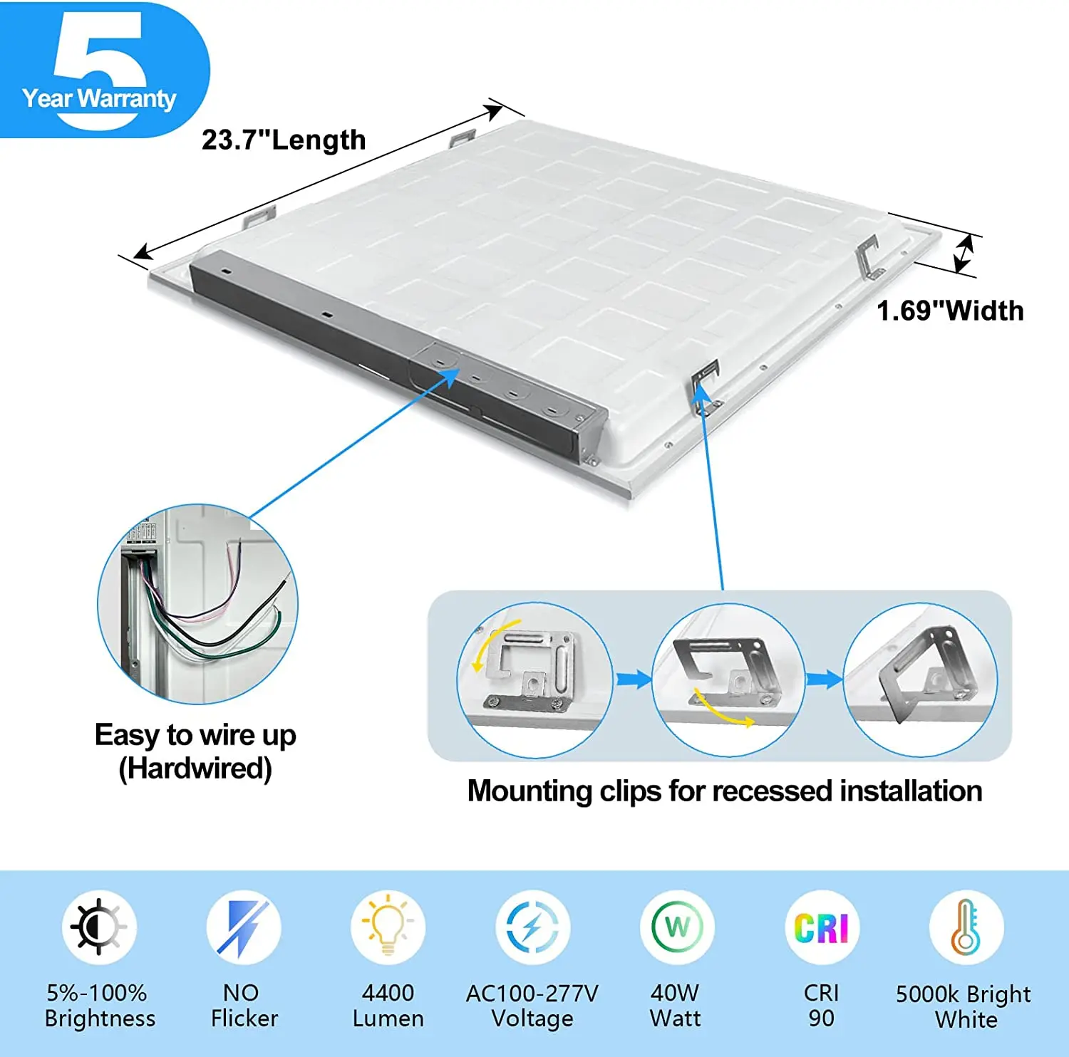 Oem 60x60 Led Ceiling Panel Light 40w Remote Office Lighting Dimmable ...