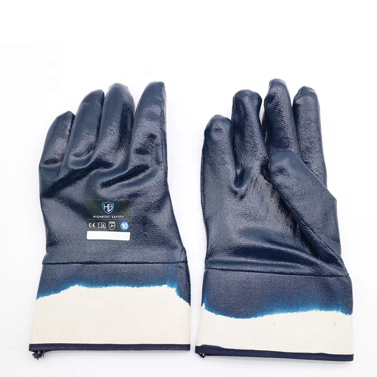 N742 Heavy Duty Cotton Lined Nitrile Fully Coated Work Gloves Jersey ...