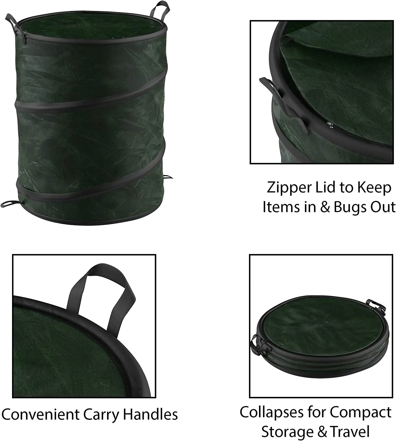 Outdoor Collapsible Trash Can- Pop Up 33 Gallon Trashcan For Garbage ...