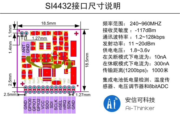Ai-Thinker SI4432 Wireless module Wireless Transceiver (433M,1.5KM ...