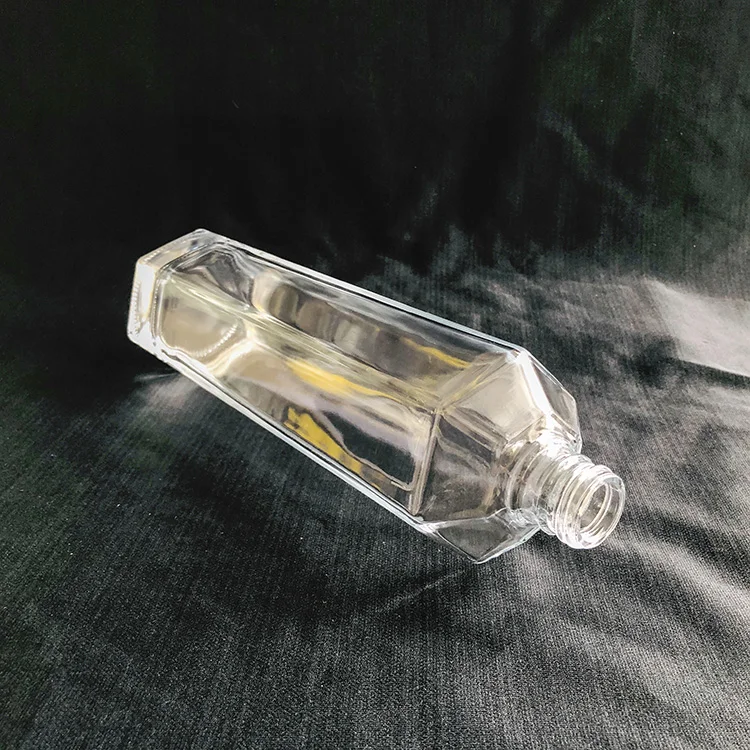 Hexagon Shape Glass Vodka Bottle 750ml - Wholesale